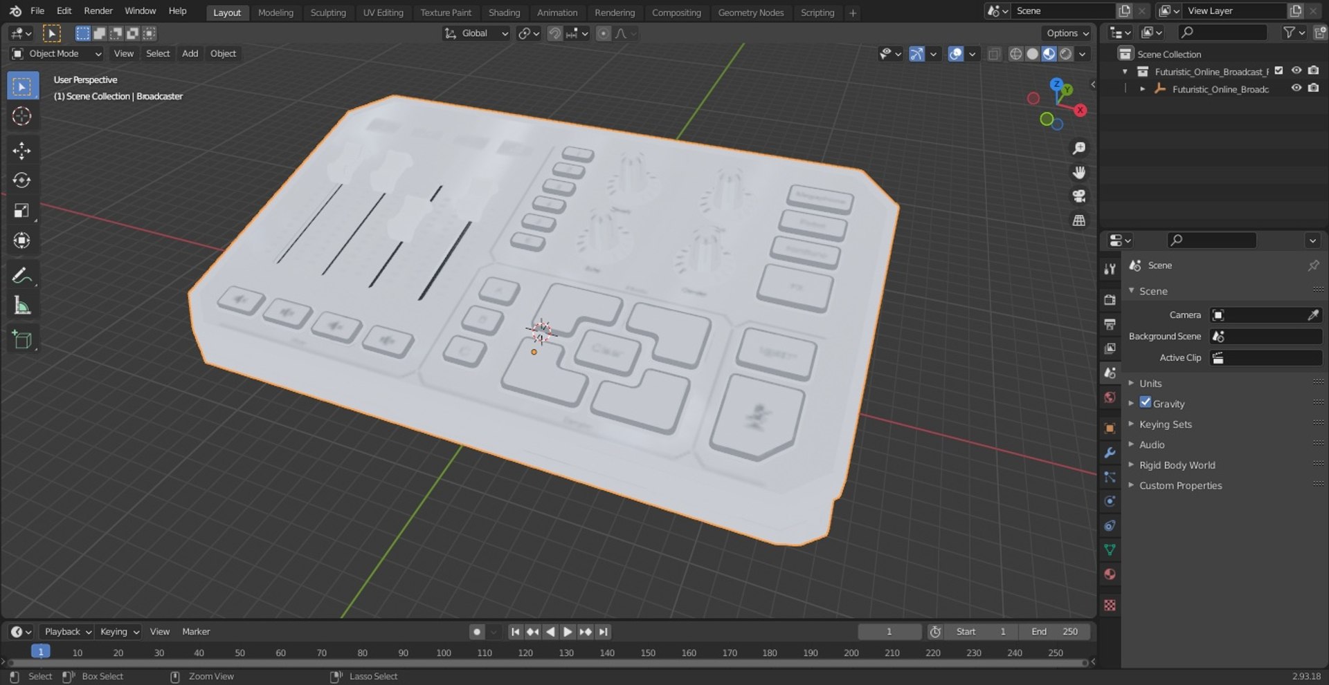 Futuristic Online Broadcast Remote Control White Lights On 3D Model ...