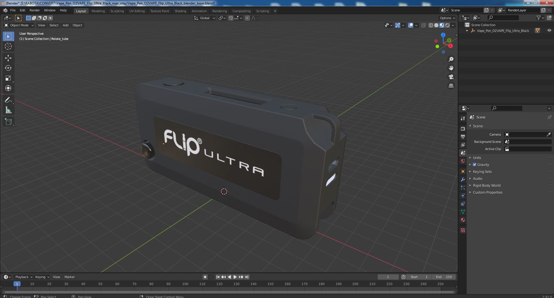 3D Vape Pen O2VAPE Flip Ultra Black - TurboSquid 2191670