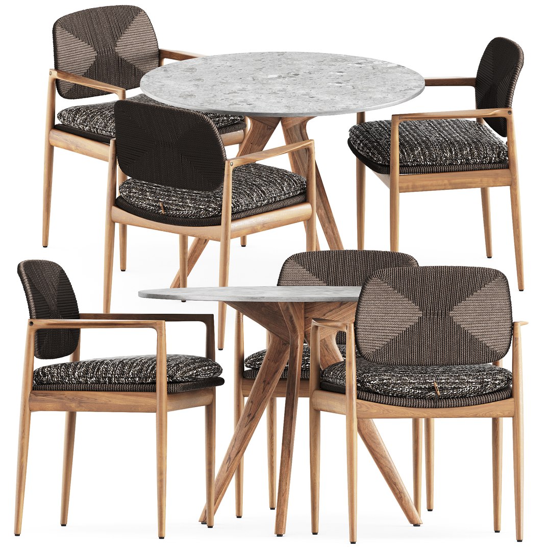3D Yoko Cord Outdoor Dining Chair And Teak Nero Table CF 100 ...