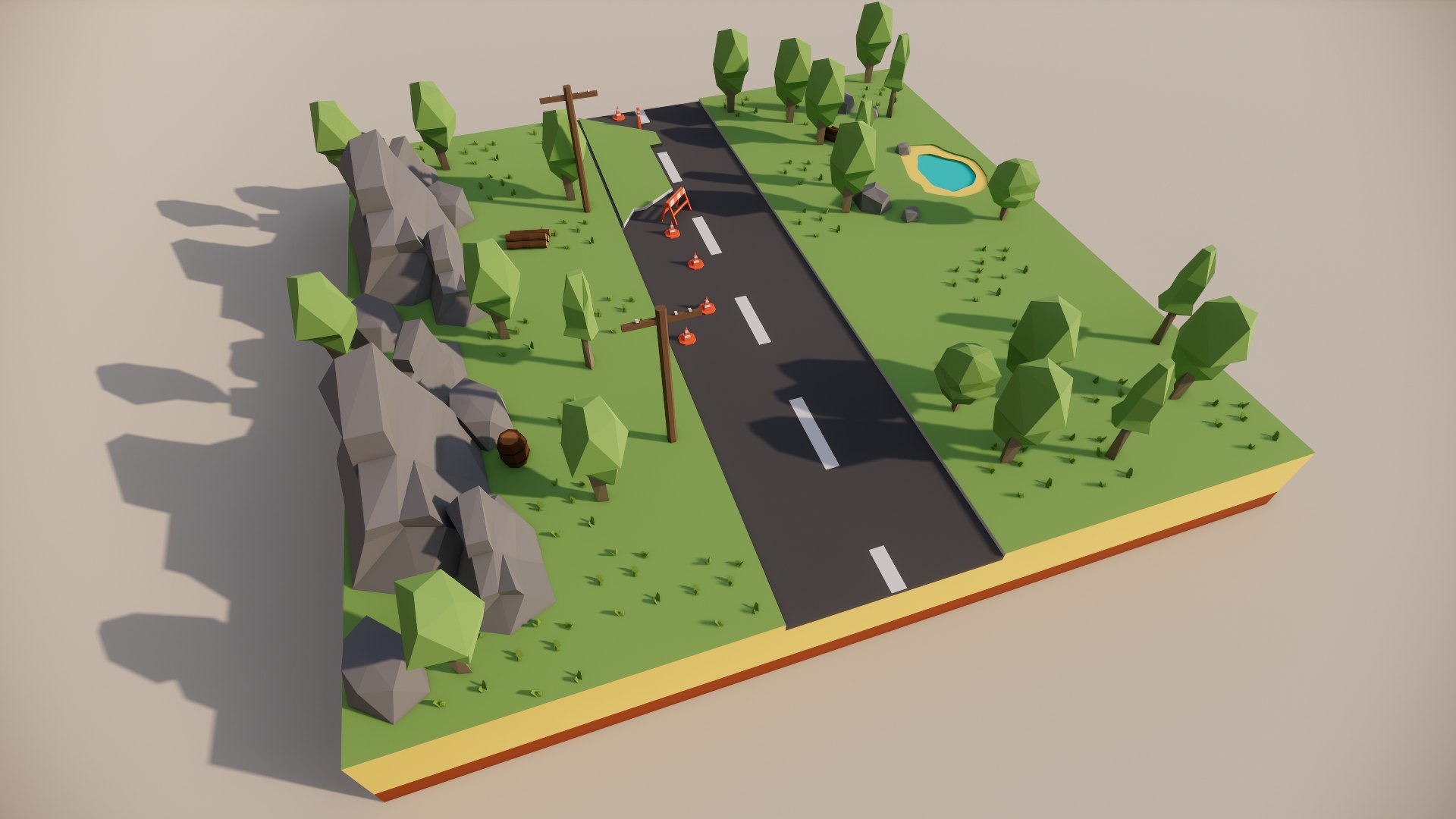 Cartoon Terrain Forest 3D Model - TurboSquid 1656894