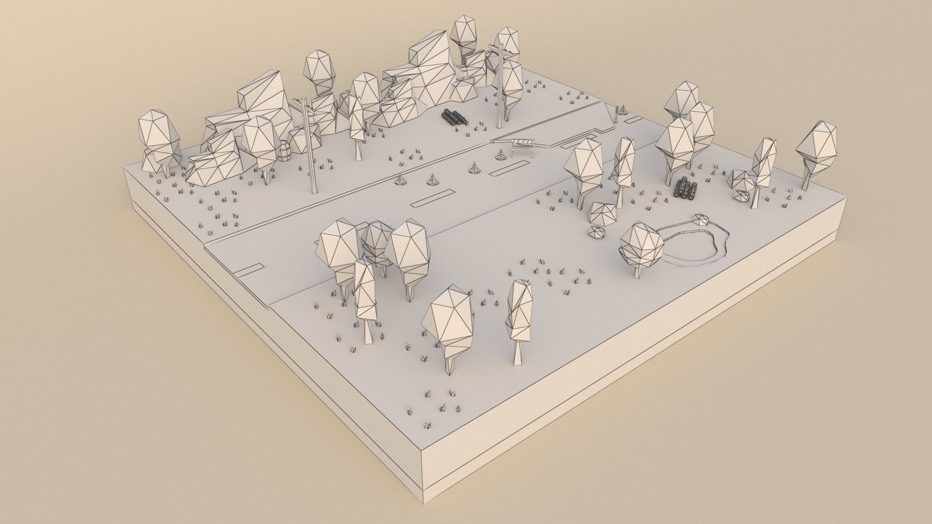 Cartoon Terrain Forest 3D Model - TurboSquid 1656894