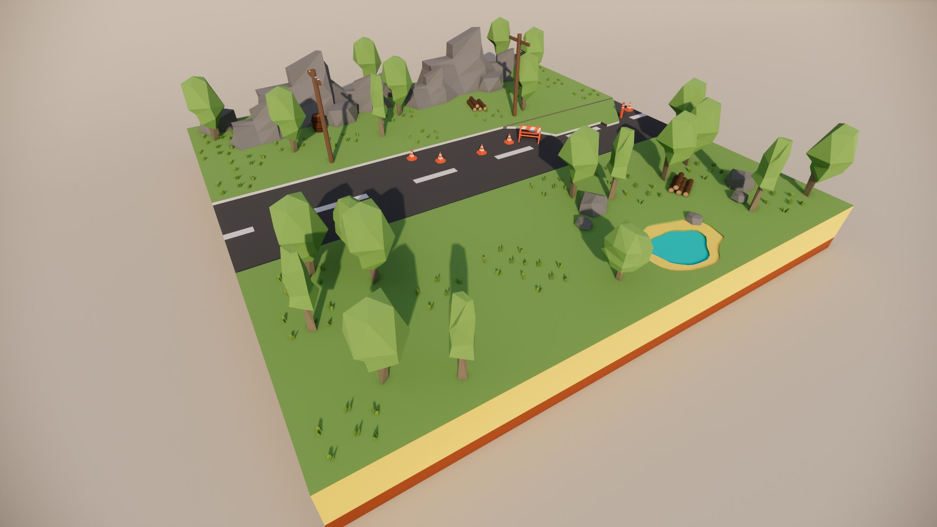 Cartoon Terrain Forest 3D Model - TurboSquid 1656894