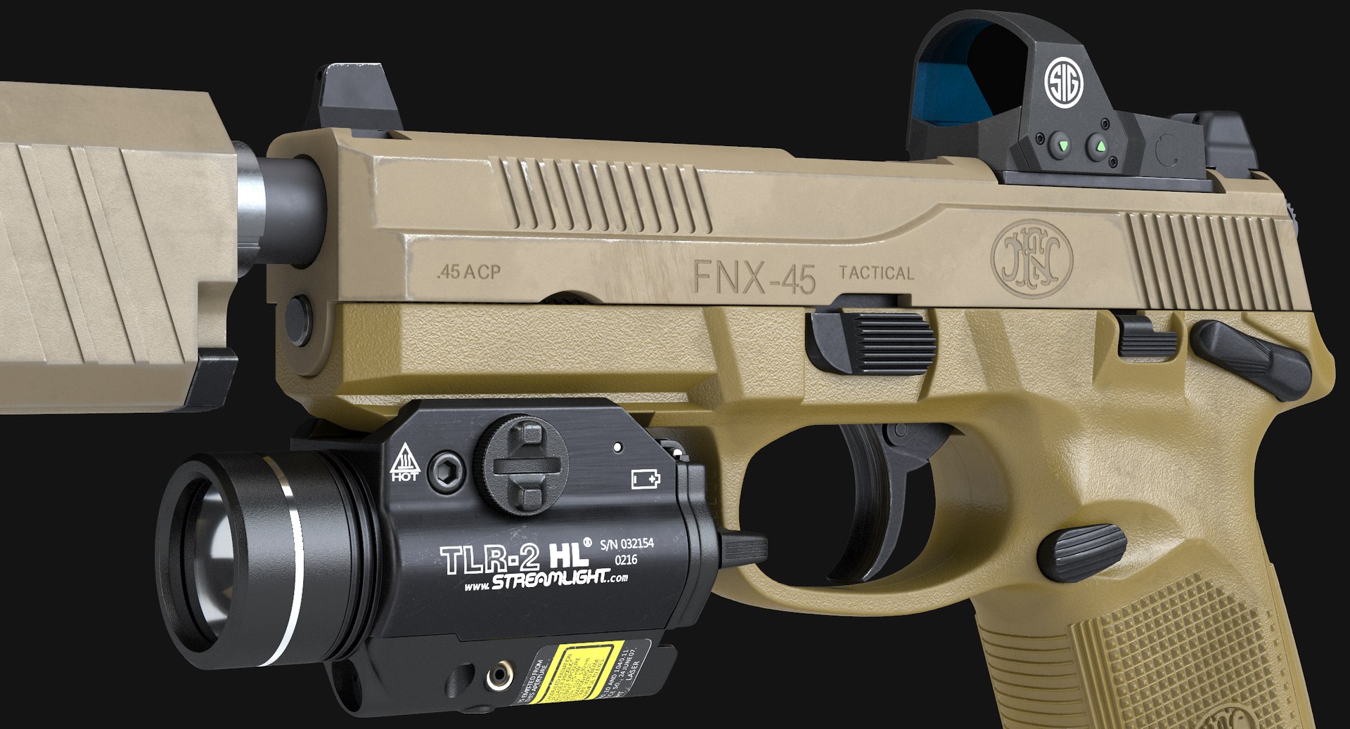 Fn fnx-45 tactical sight 3D - TurboSquid 1194970