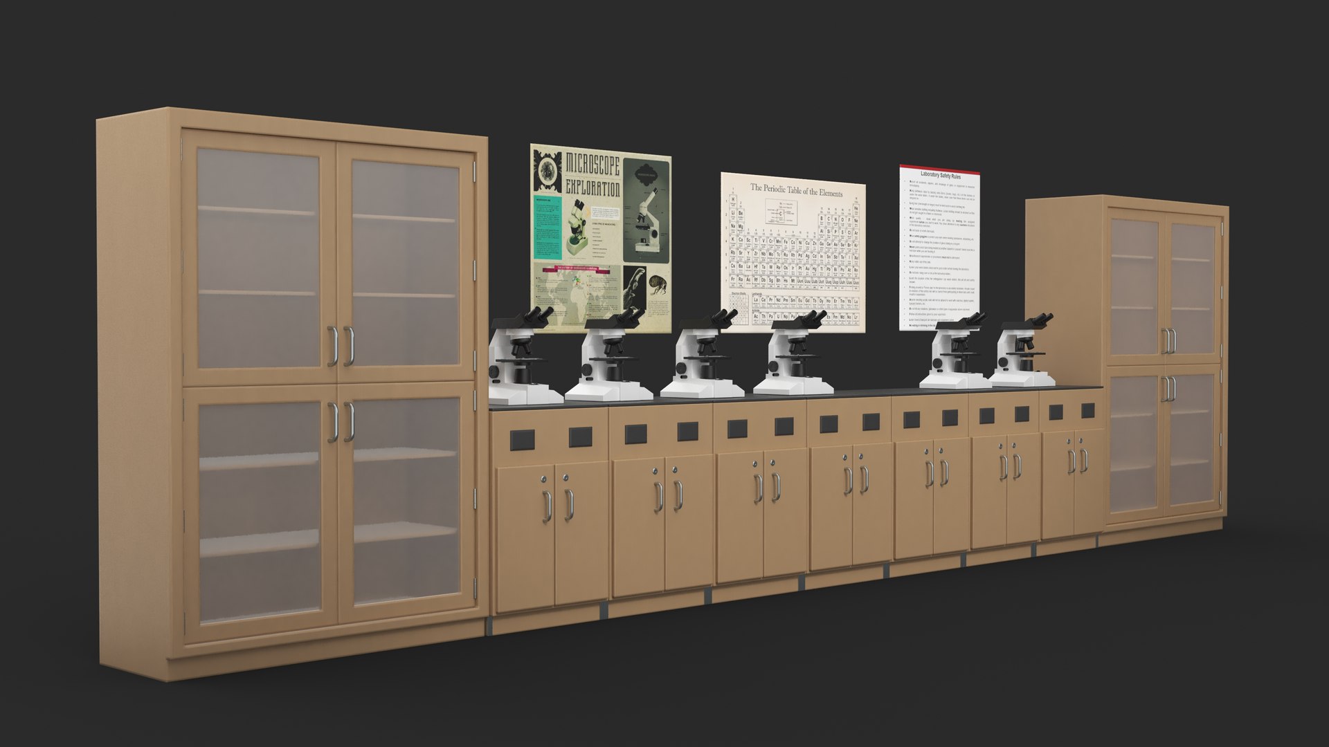 Laboratory Interior With Cabinets And Microscopes 3D Model - TurboSquid 2285480