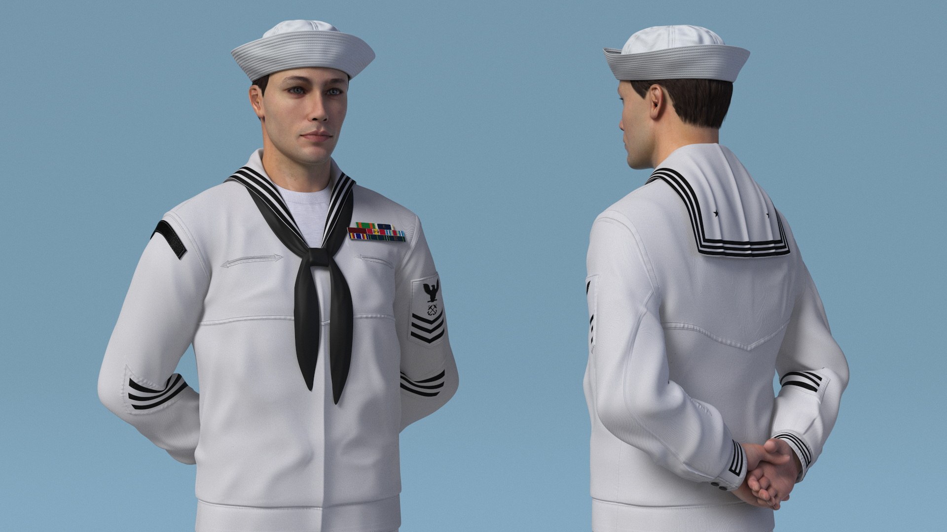 3D US Navy Sailor Standing Pose Model - TurboSquid 2392358