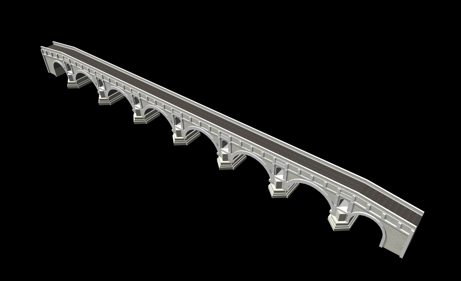 3d Multi-arch Stone Road Bridge Model