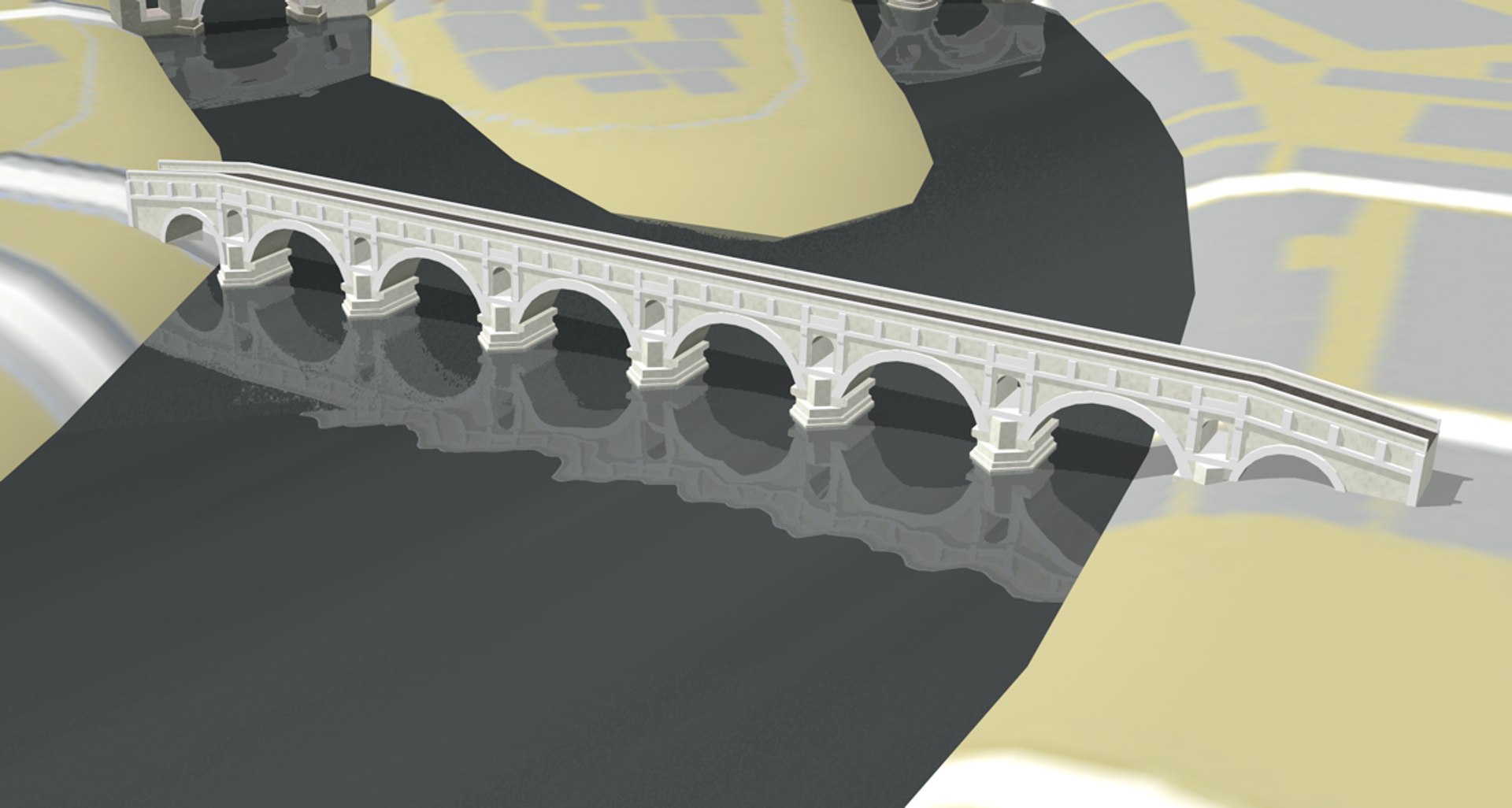 3d Multi-arch Stone Road Bridge Model