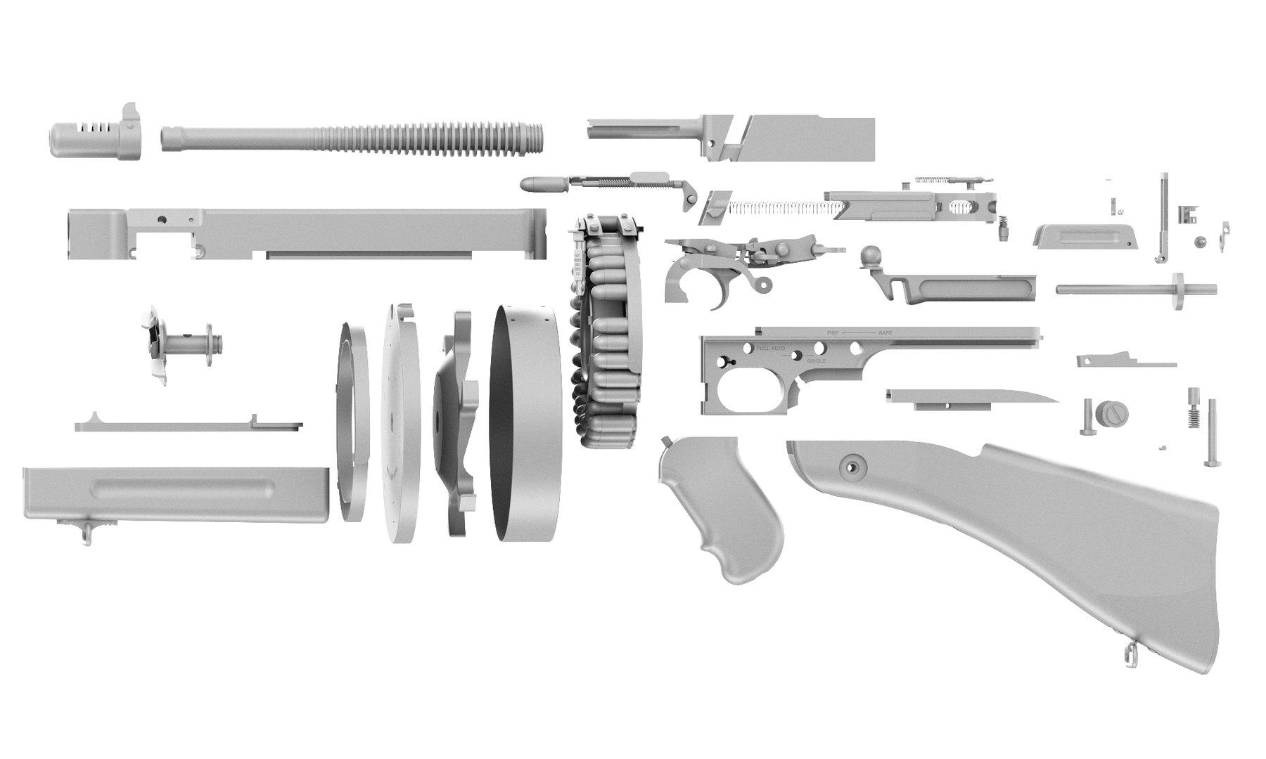 Thompson Submachine Gun With Inner Workings 3D Model - TurboSquid 2409241