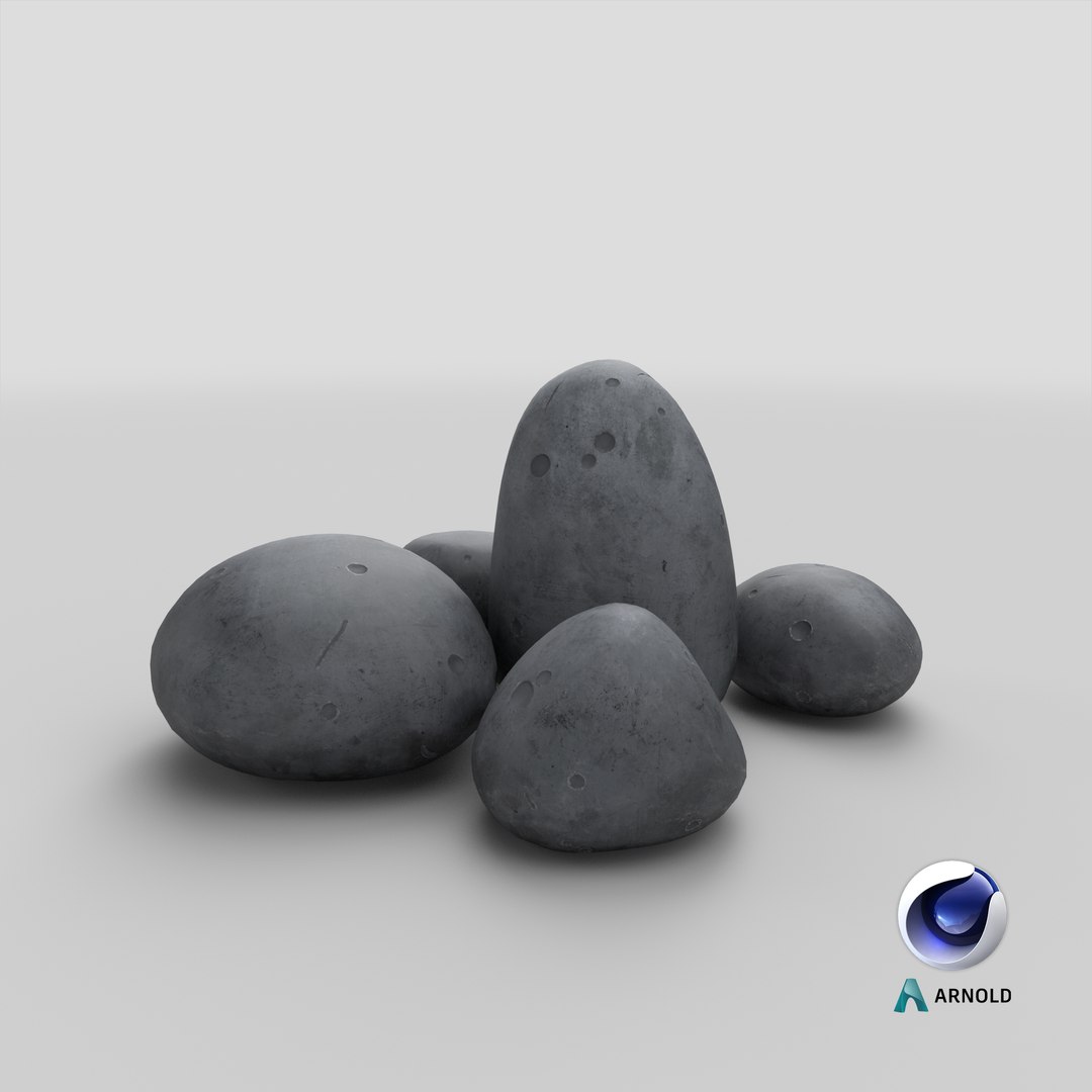 3D Model Cartoon Round Stones - TurboSquid 2053080