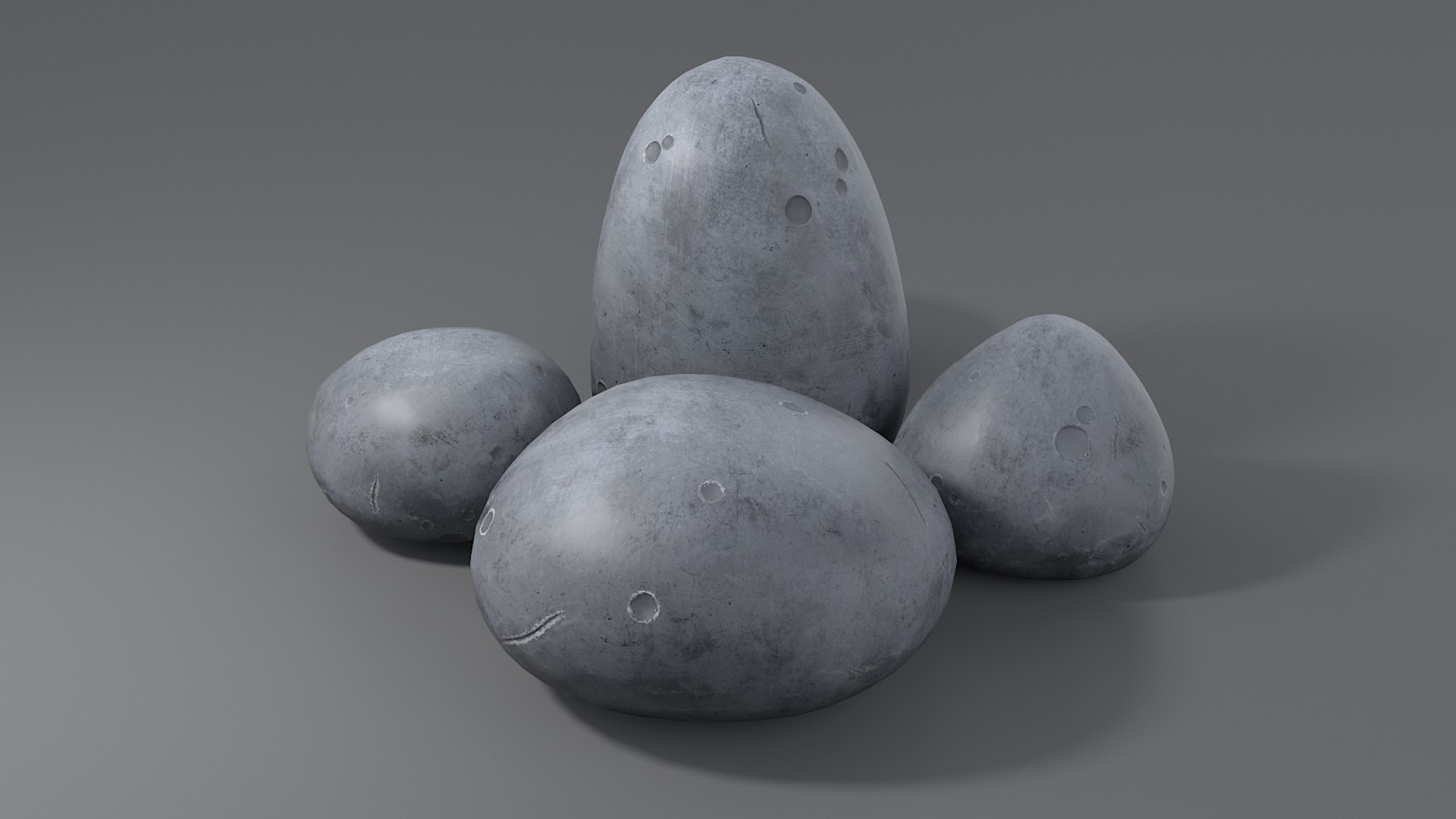 3D Model Cartoon Round Stones - TurboSquid 2053080
