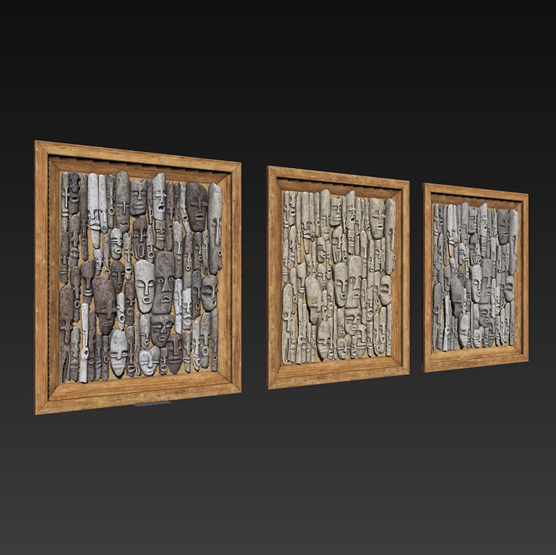Wood Faces Panel Decor N1 3D Model - TurboSquid 2239026