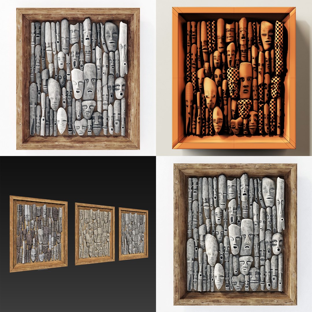 Wood Faces Panel Decor N1 3D Model - TurboSquid 2239026