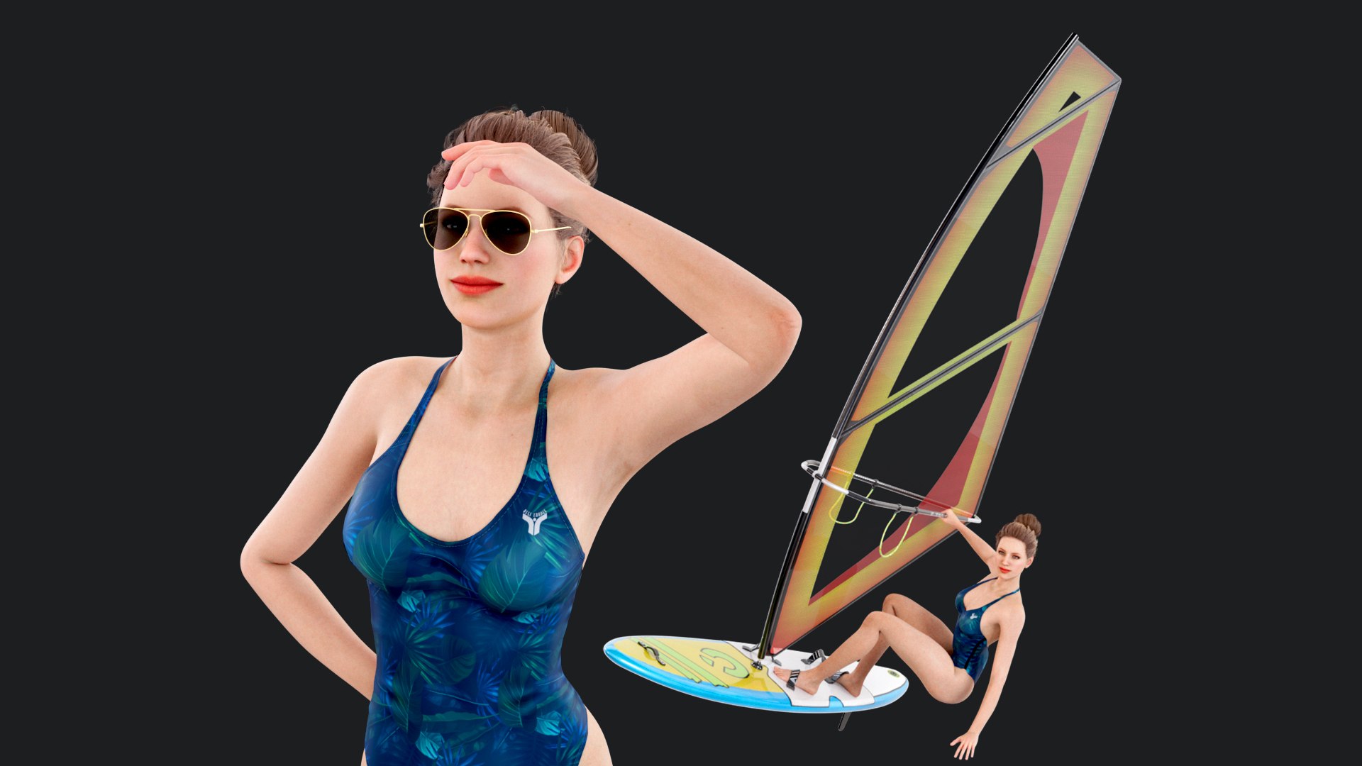 Female Windsurf 3D Model - TurboSquid 2385072