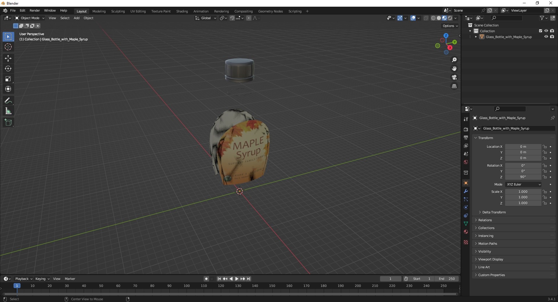3D Glass Bottle with Maple Syrup model - TurboSquid 2015311