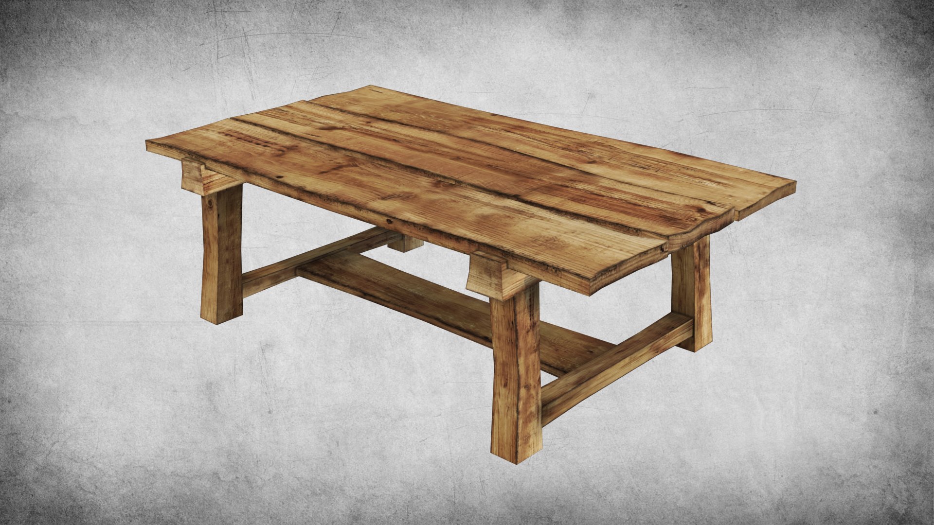 rustic wood table 01 3d model