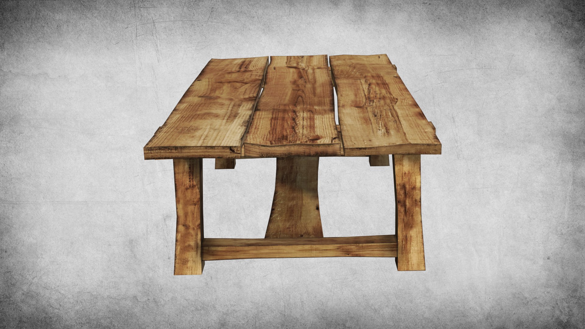 rustic wood table 01 3d model