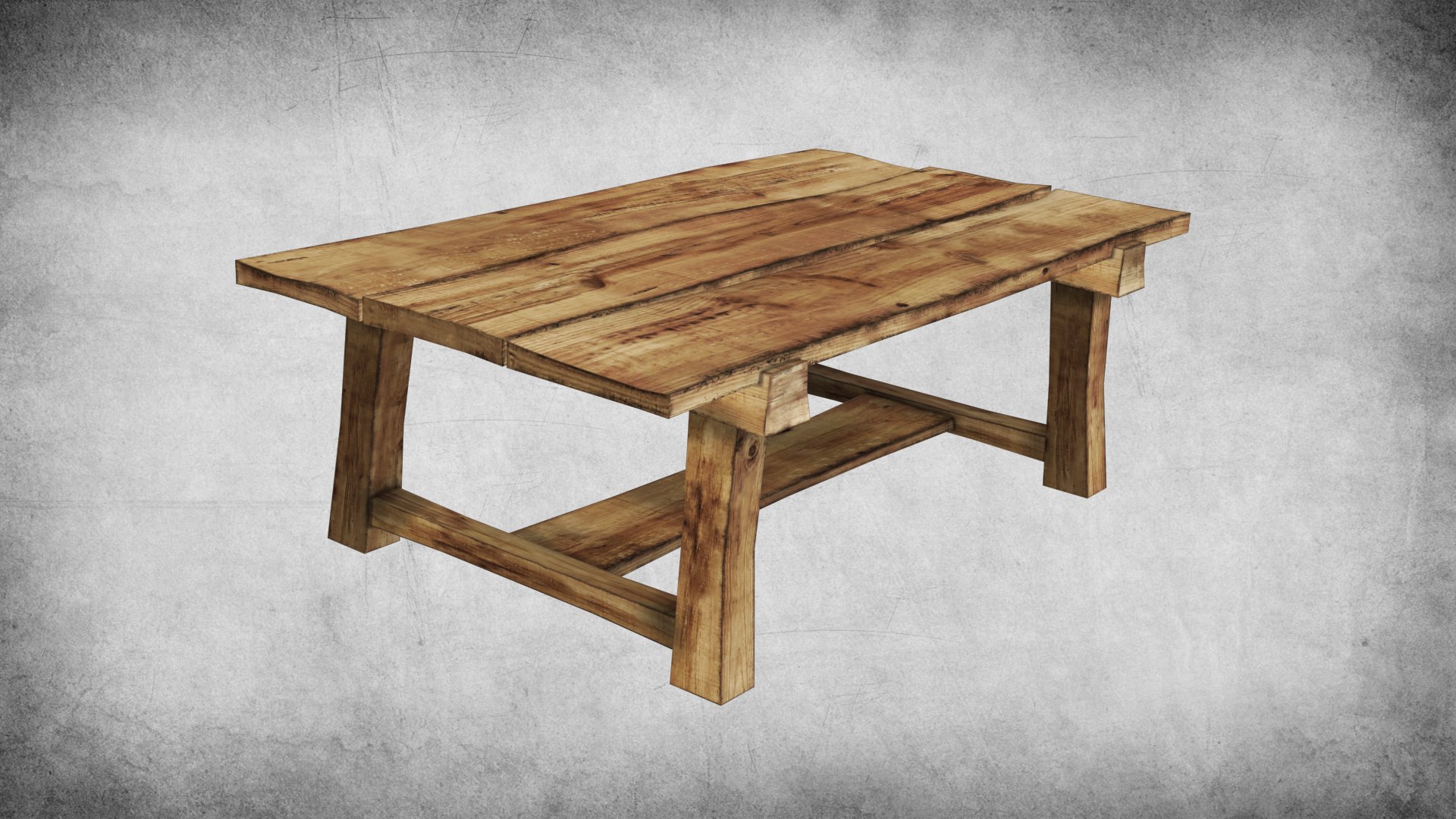 rustic wood table 01 3d model