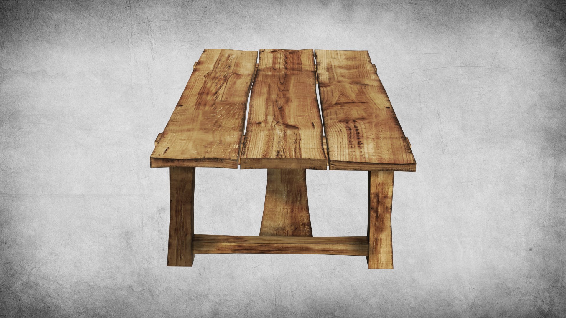 rustic wood table 01 3d model