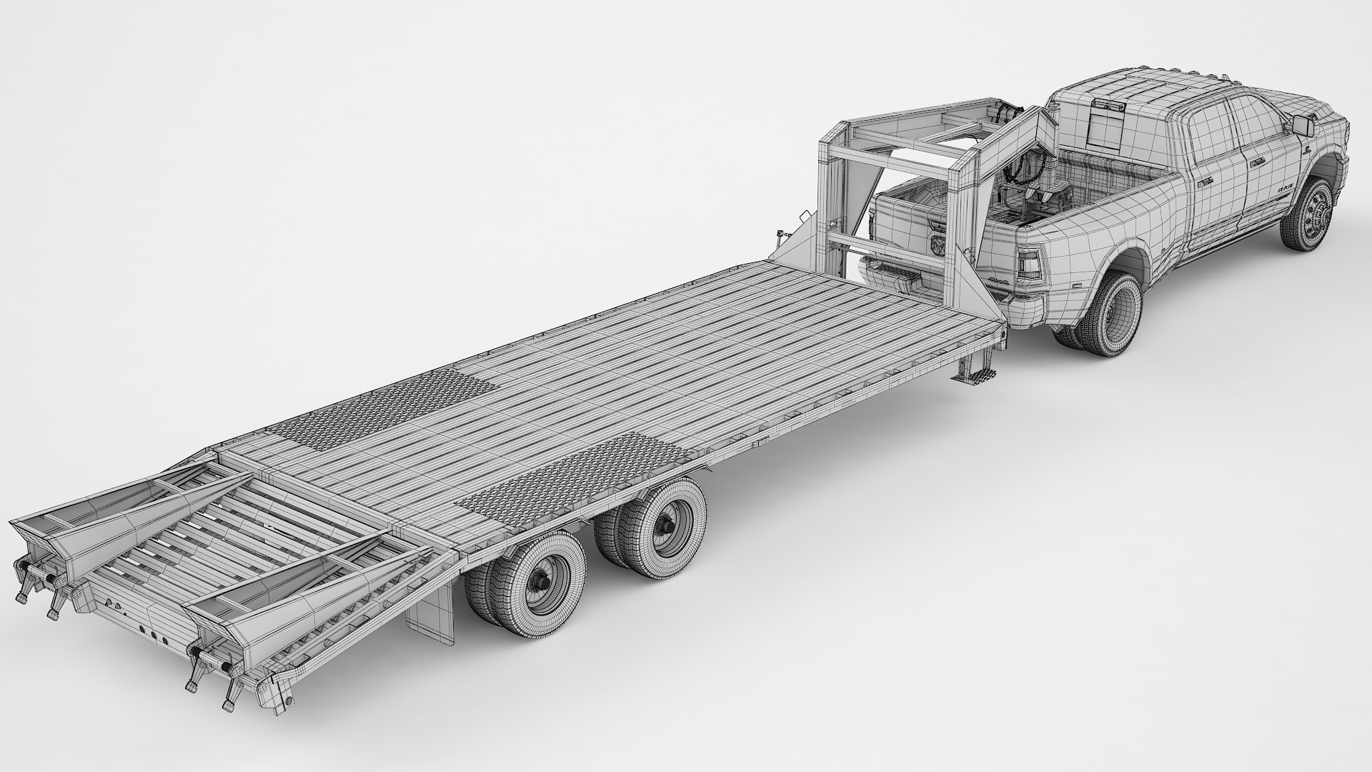 Dodge Ram 3500 HD 2021 Gooseneck Trailer 01 Model - TurboSquid 2102659