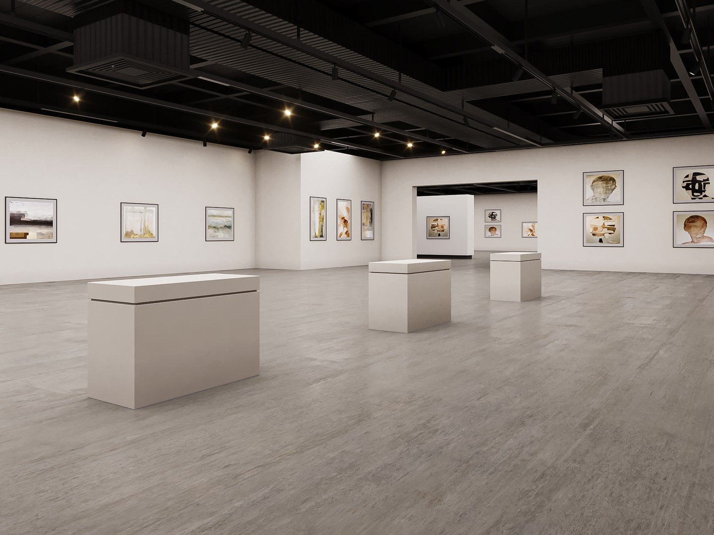 Low Poly Gallery Hall 02 3D - TurboSquid 2139115