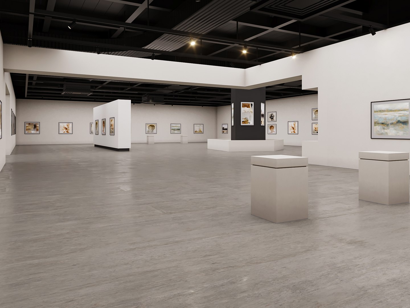 Low Poly Gallery Hall 02 3D - TurboSquid 2139115