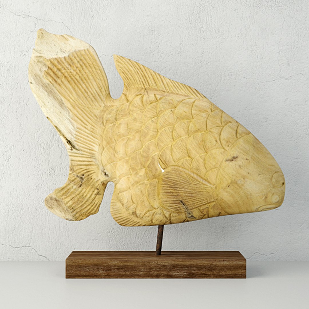 Deco teak fish sculpture 3D model - TurboSquid 1203894