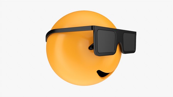 3D Emoji 076 Smiling with glasses model - TurboSquid 1818116