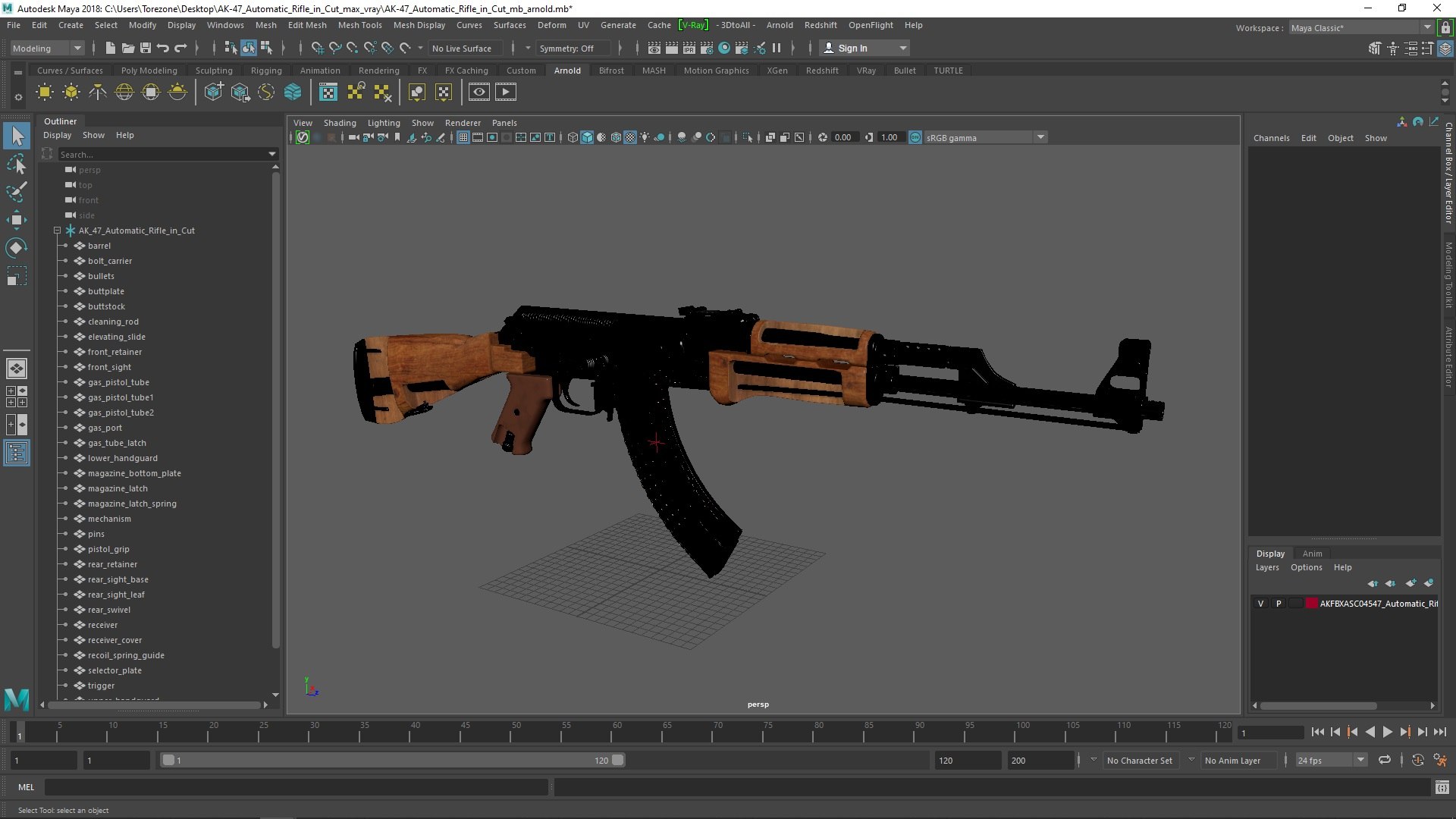 AK-47 Automatic Rifle In Cut 3D Model - TurboSquid 2307829