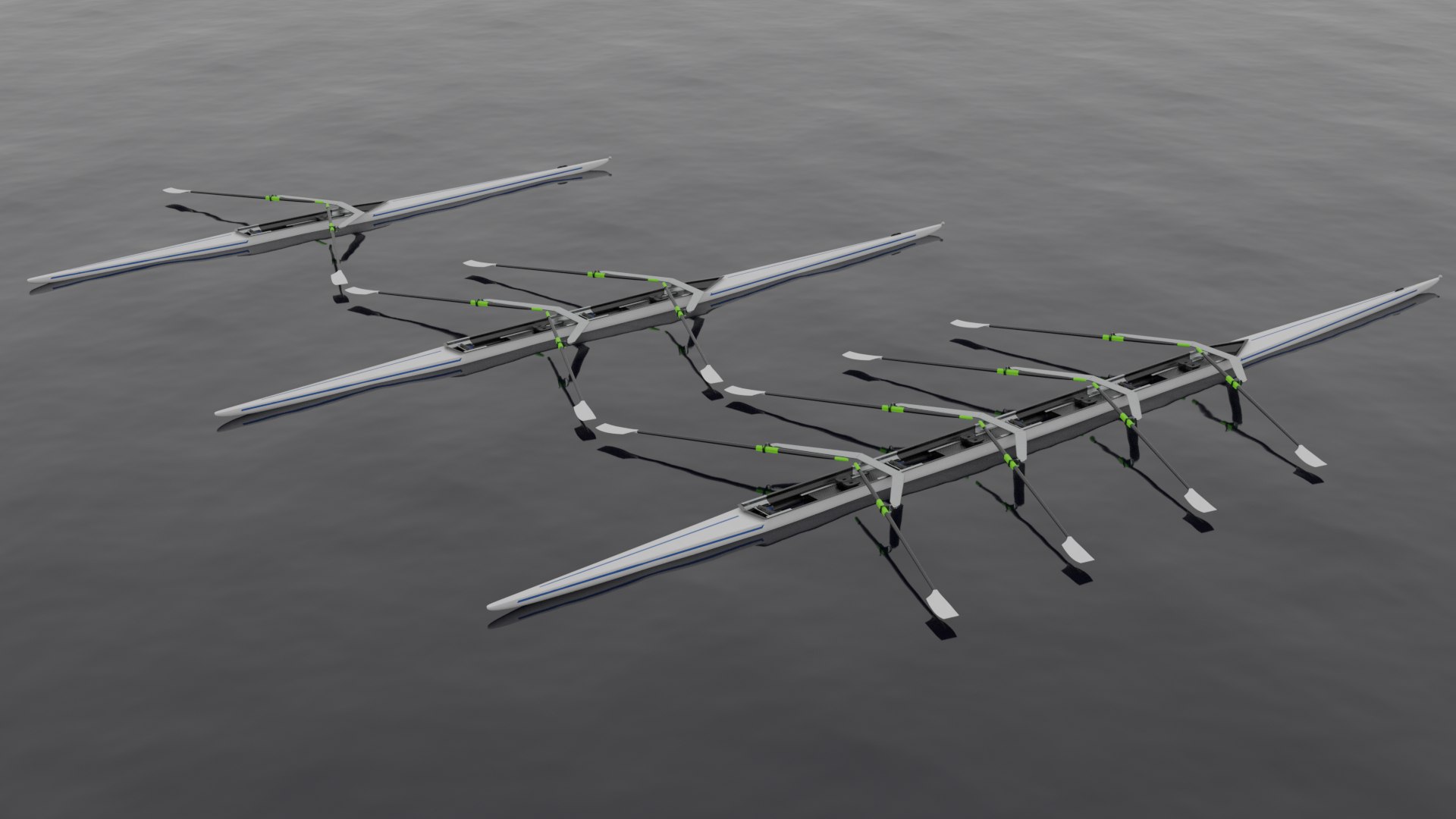 Rowing Boats Pack 3 Single Double Quadruple Model - TurboSquid 2290222