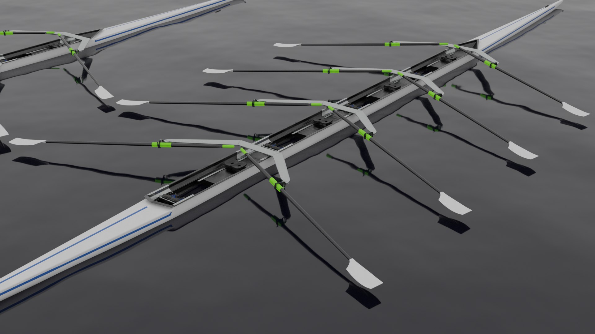 Rowing Boats Pack 3 Single Double Quadruple Model - TurboSquid 2290222