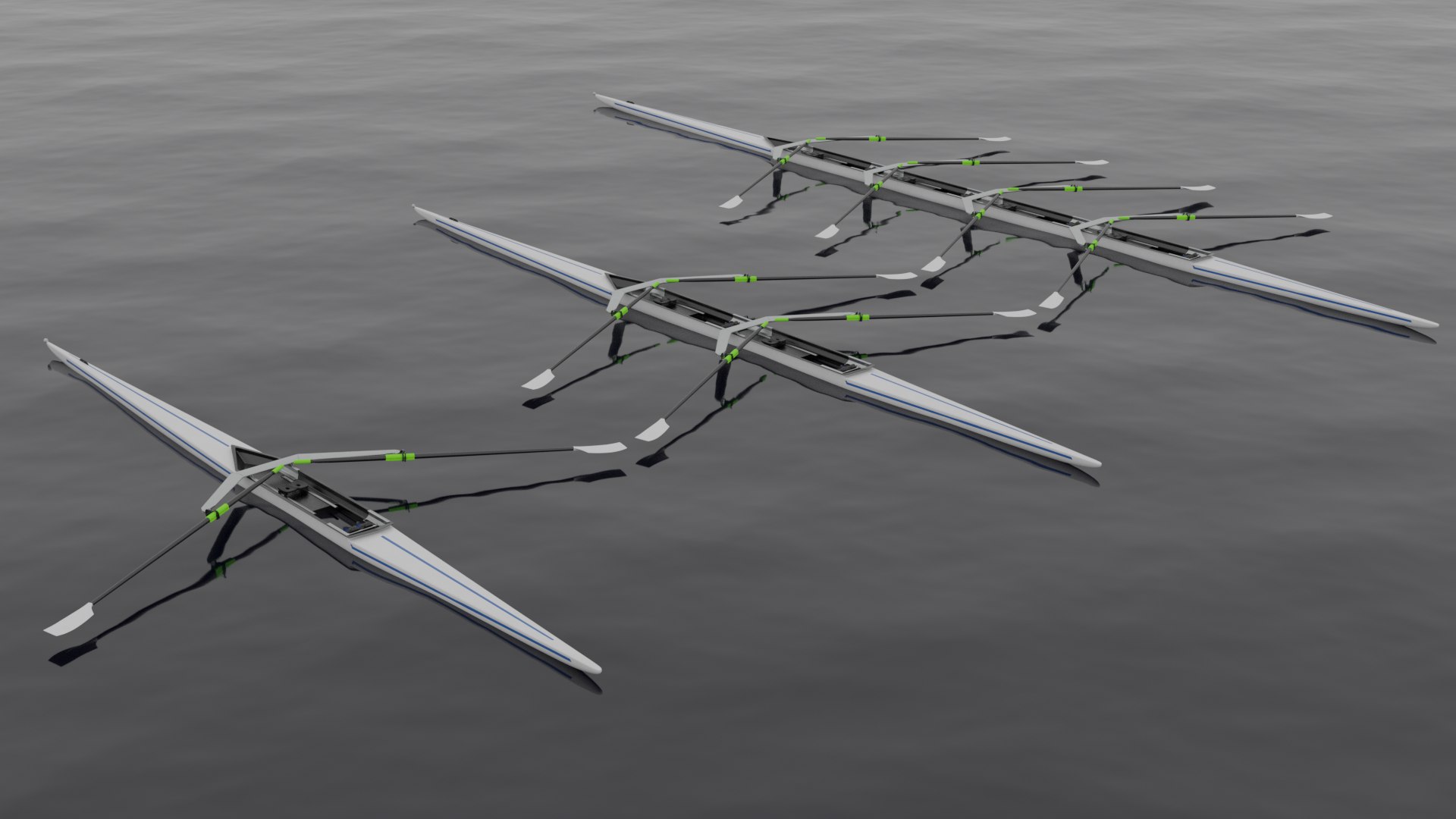 Rowing Boats Pack 3 Single Double Quadruple Model - TurboSquid 2290222