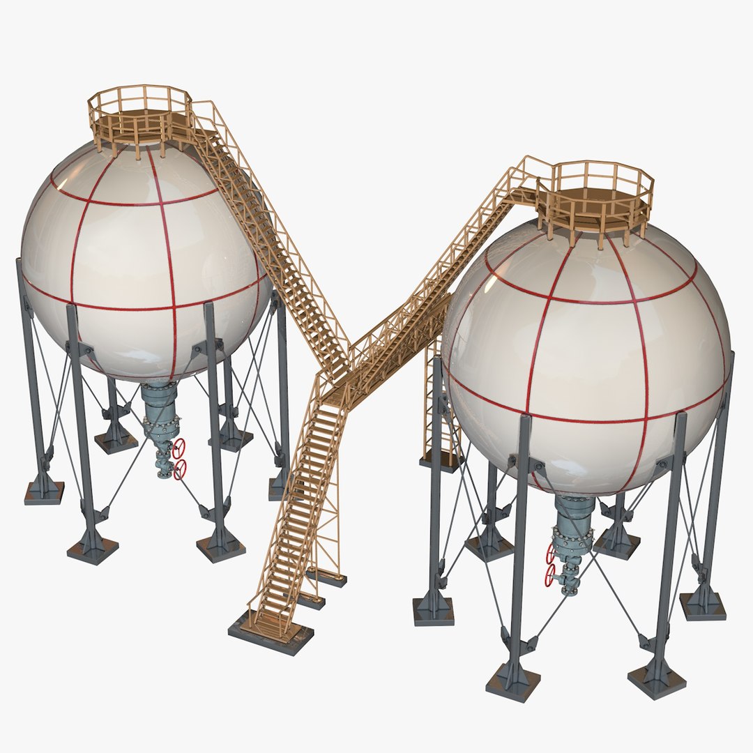 3d Model Of Storage Spherical Tanks