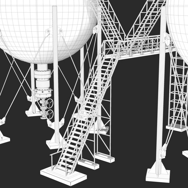 3d model of storage spherical tanks