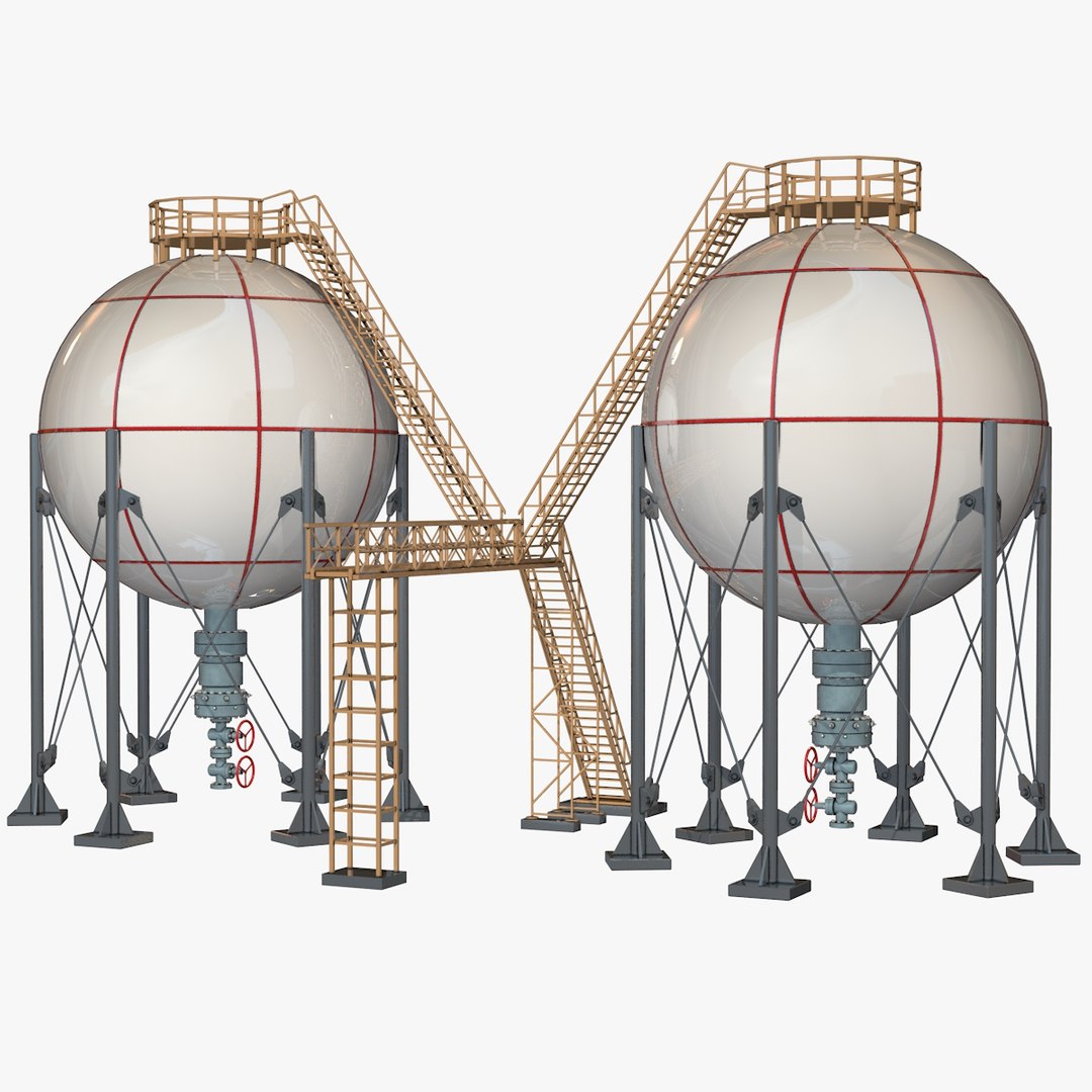 3d Model Of Storage Spherical Tanks