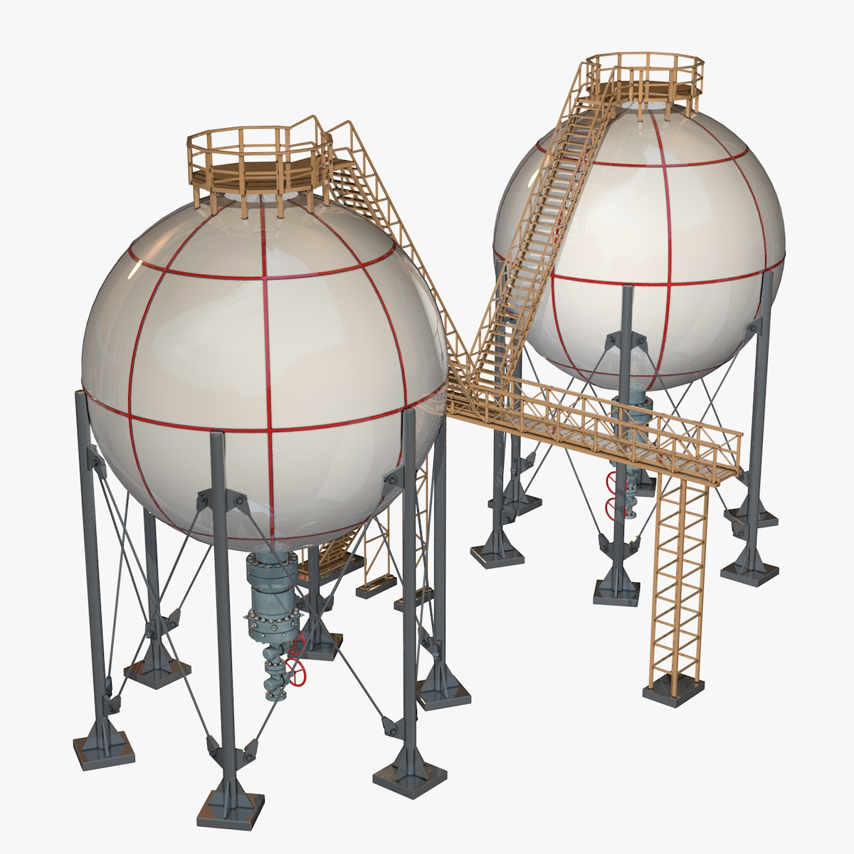 3d model of storage spherical tanks
