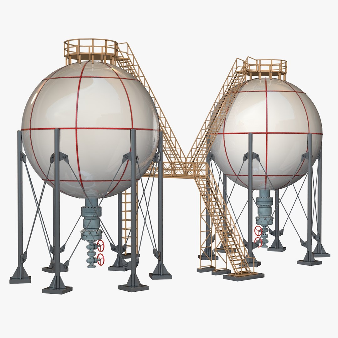 3d Model Of Storage Spherical Tanks