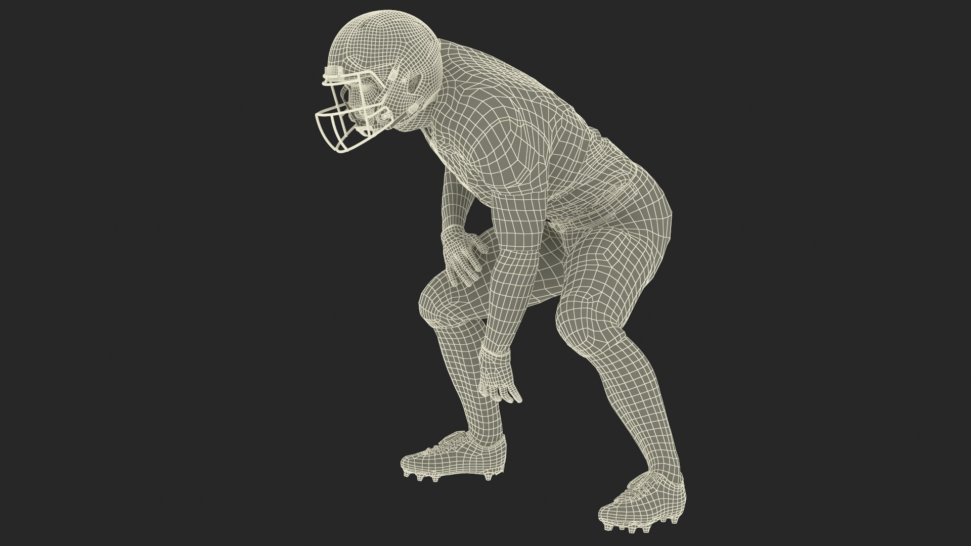 3D model Crouching American Football Player White Uniform - TurboSquid ...