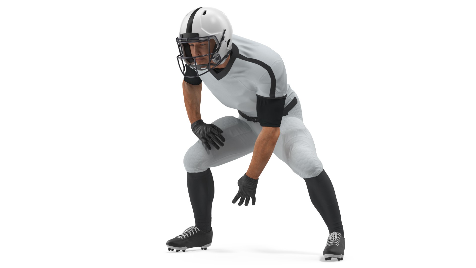 3D Model Crouching American Football Player White Uniform - TurboSquid ...