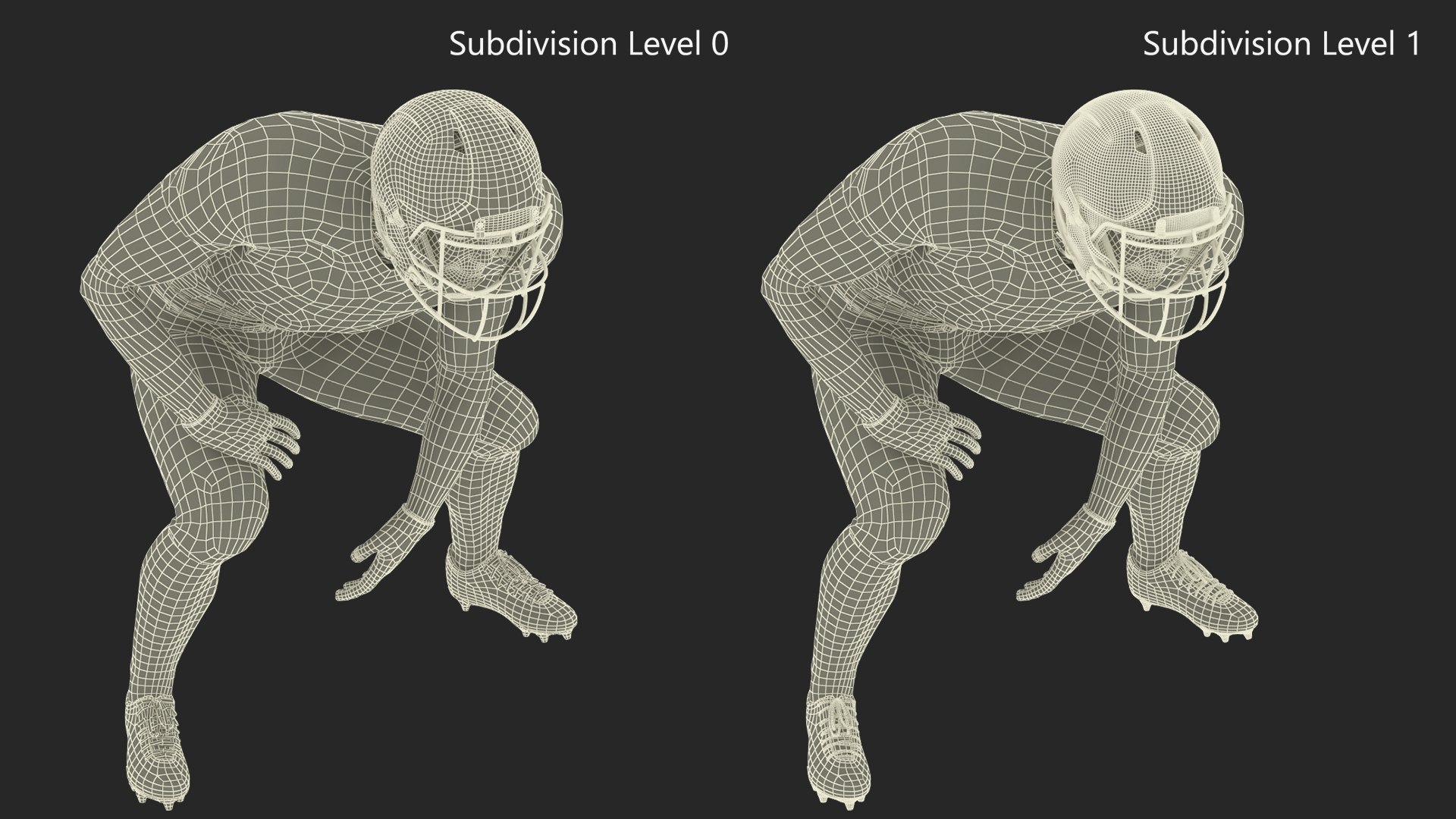3D Model Crouching American Football Player White Uniform - TurboSquid ...