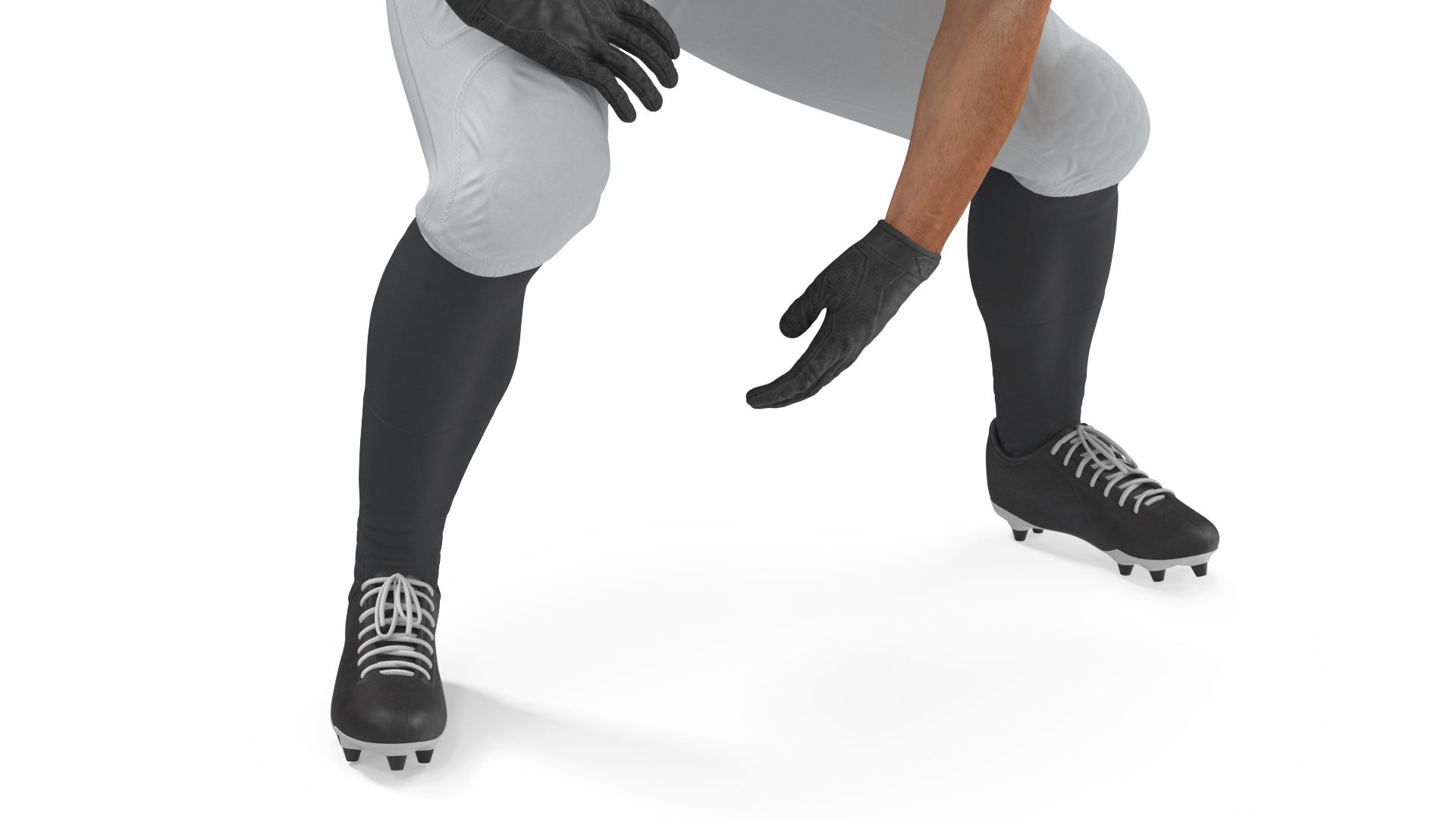 3D Model Crouching American Football Player White Uniform - TurboSquid ...