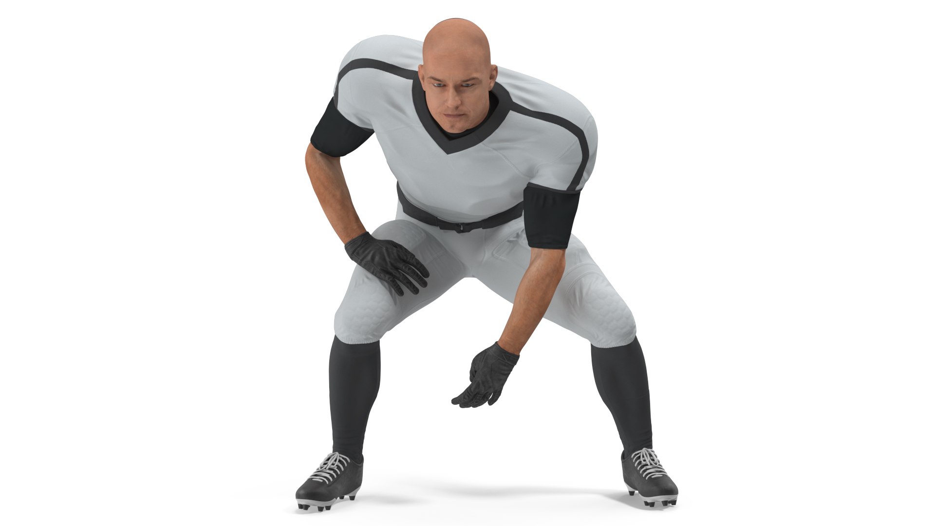 3D Model Crouching American Football Player White Uniform - TurboSquid 2090389