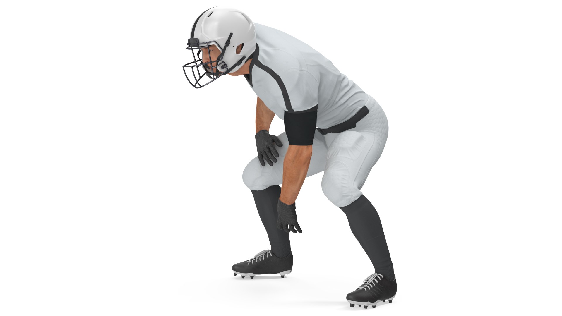 3D Model Crouching American Football Player White Uniform - TurboSquid ...