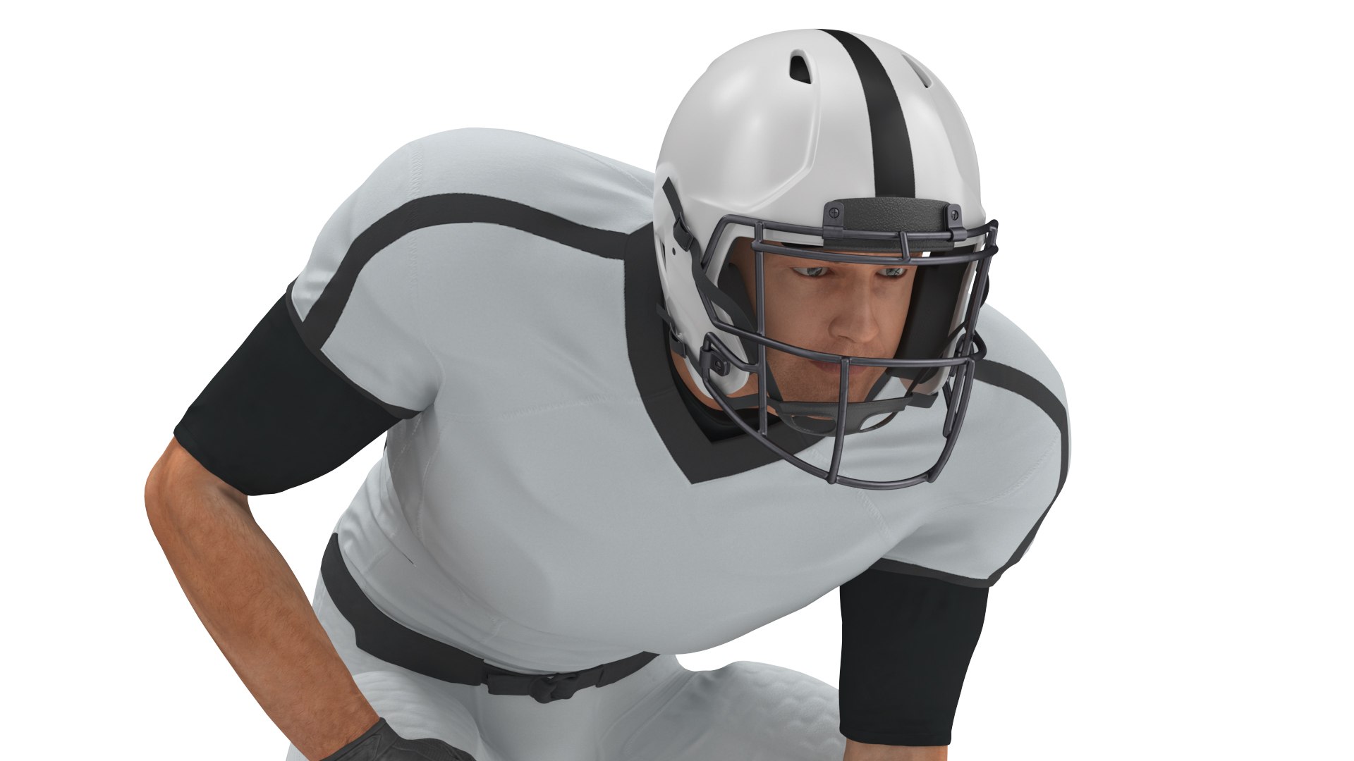 3D Model Crouching American Football Player White Uniform - TurboSquid ...