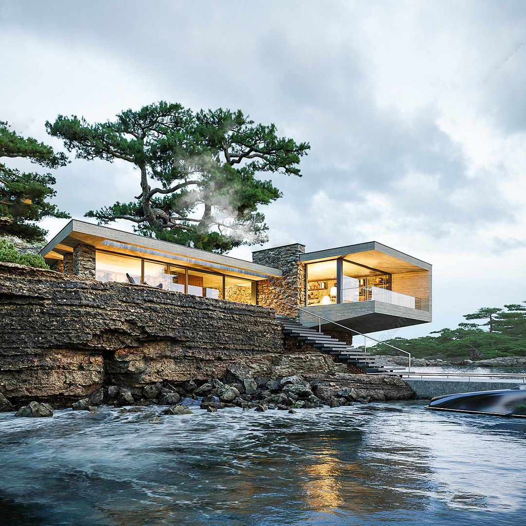 3D Model Villa Model Of Modern Homestay Hotel Seaside Architecture ...