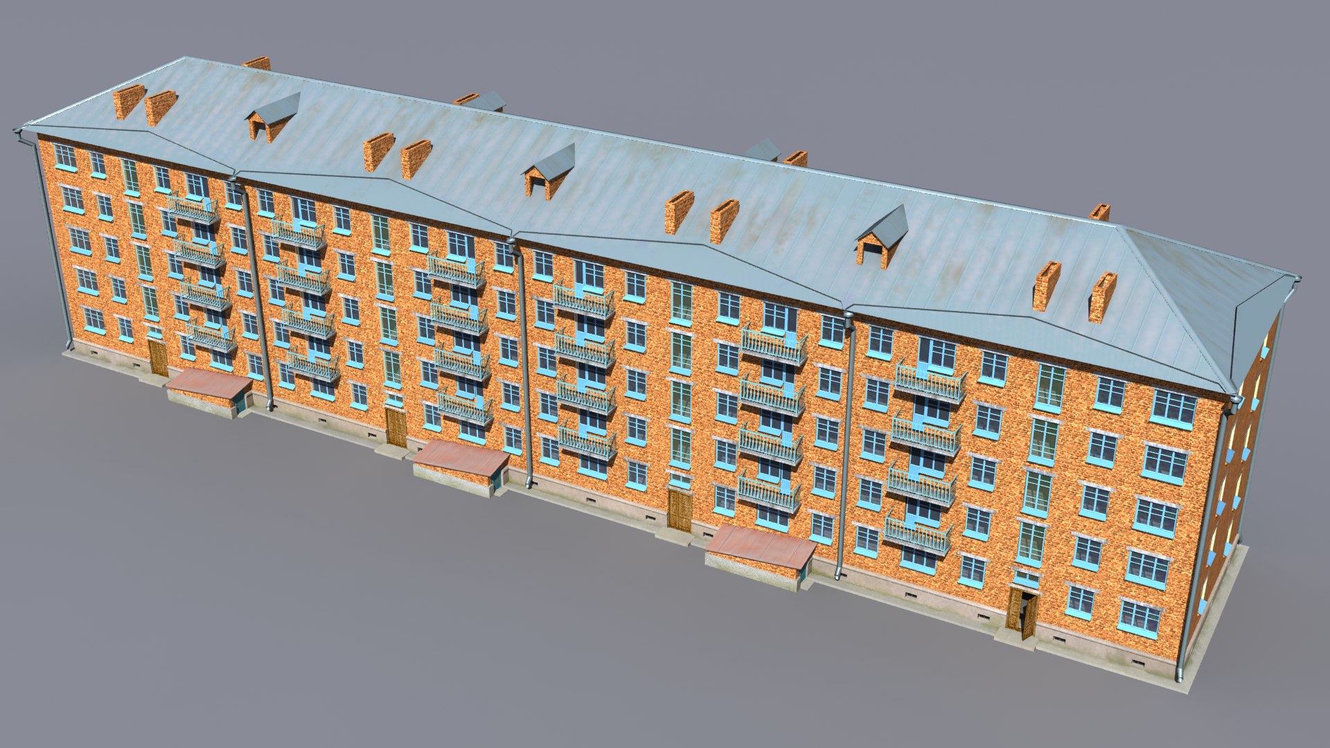 Red Brick Building Model - TurboSquid 2167943
