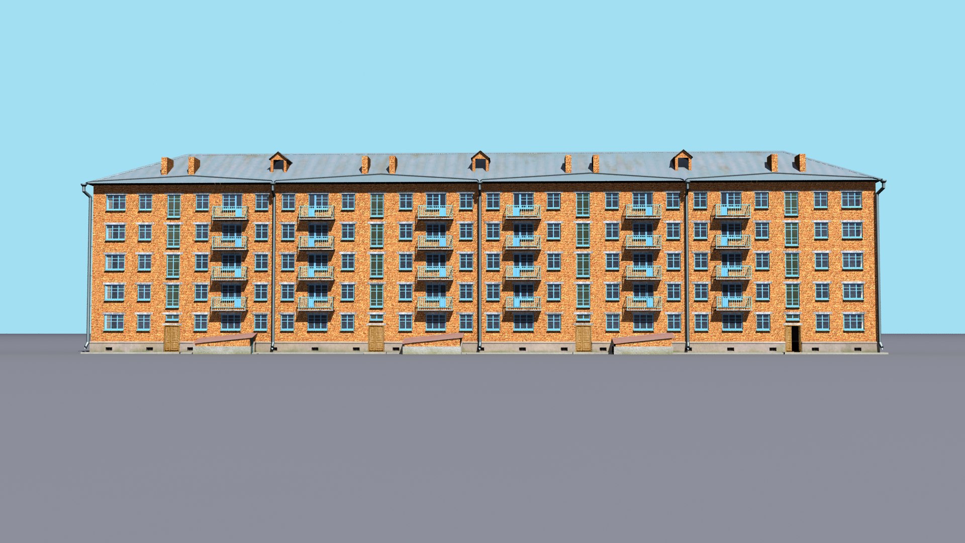 Red Brick Building Model - TurboSquid 2167943