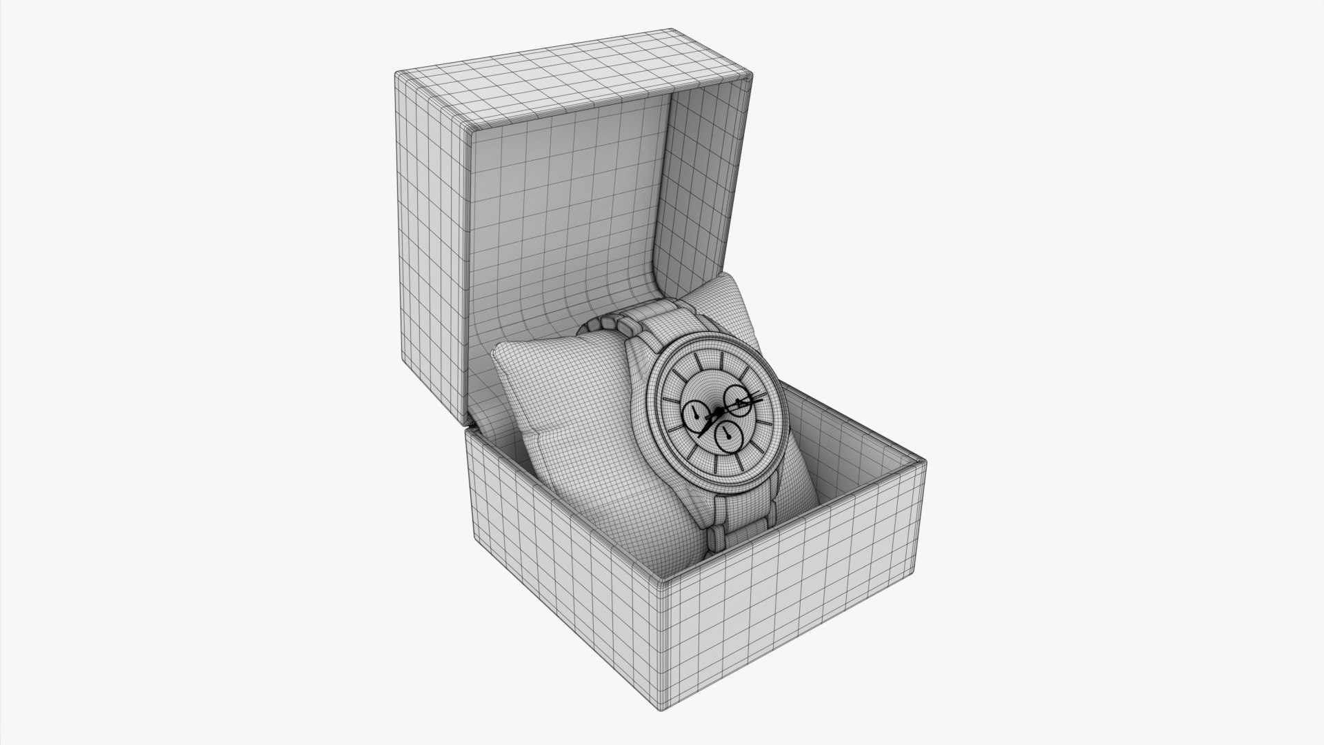 3D Model Wristwatch With Steel Bracelet In Box 01 - TurboSquid 1952360