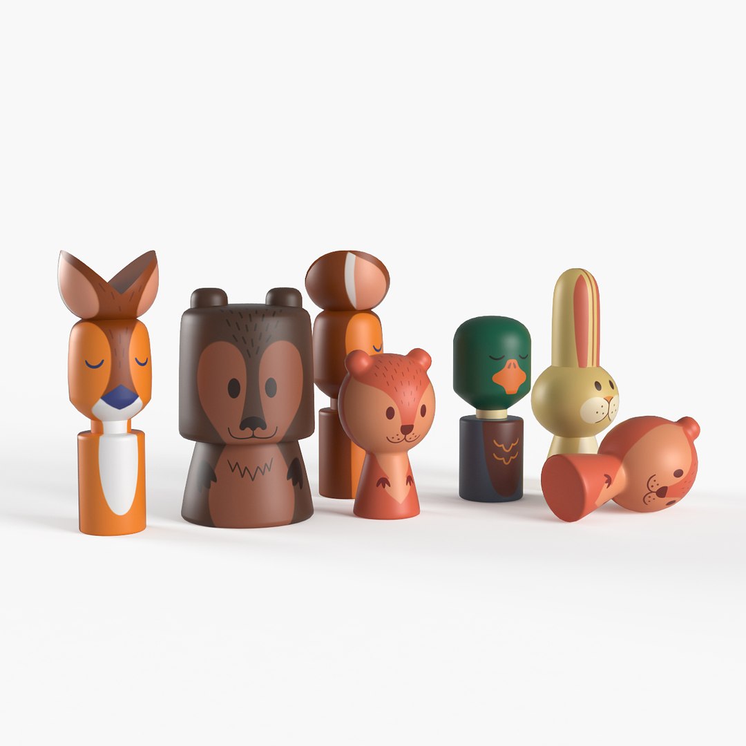 3D Wooden Forest Animals Model - TurboSquid 1491004