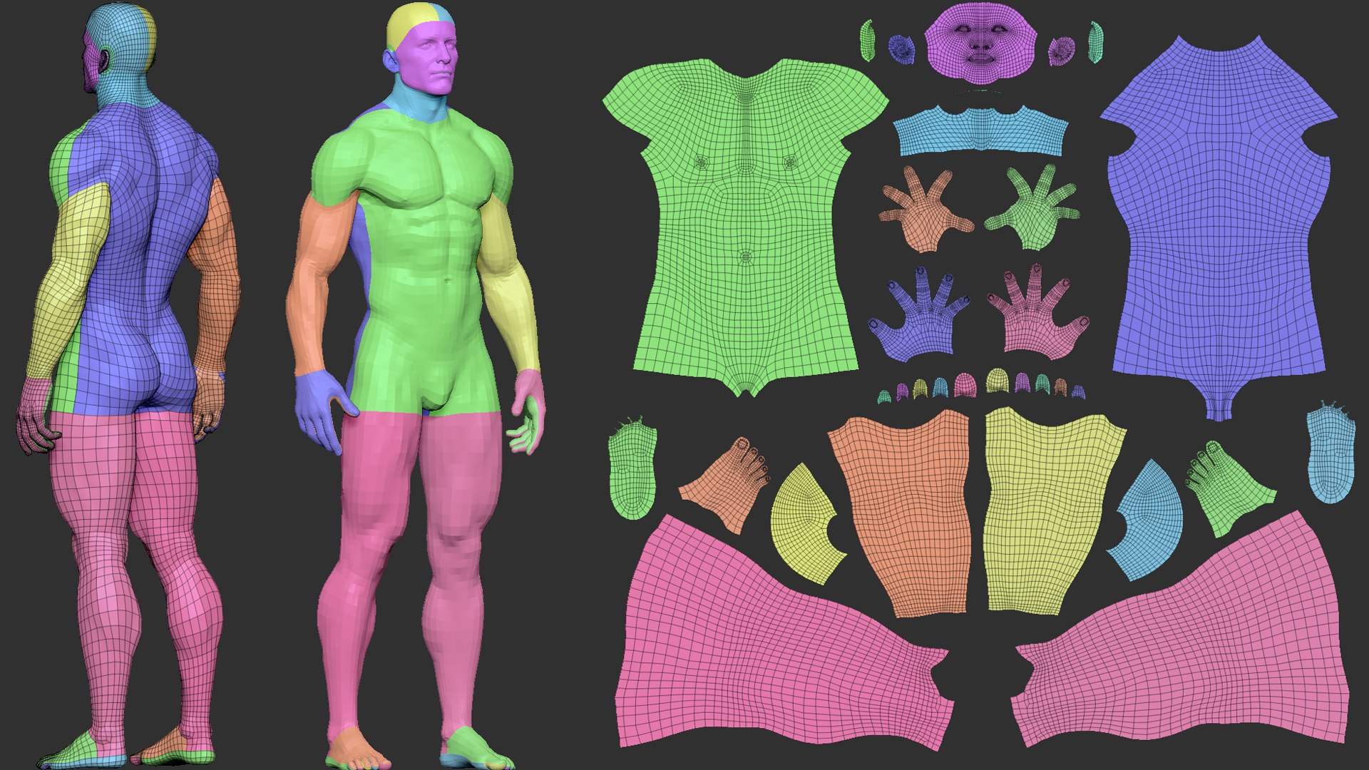 Male Basemesh - Clean Topology Base Mesh With Detailed Skin Render 3D ...