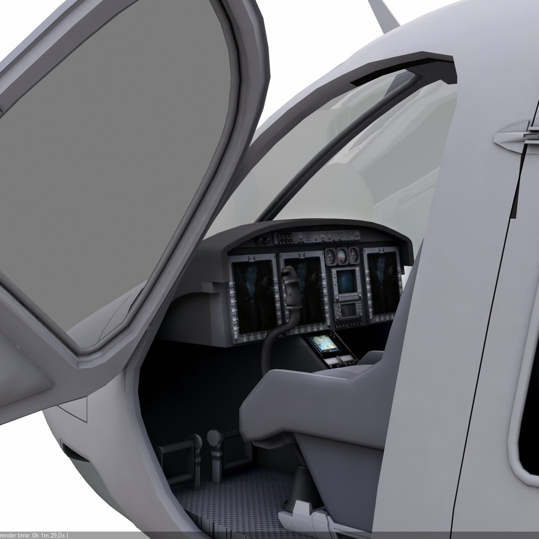 3d bell 429 helicopter interior model